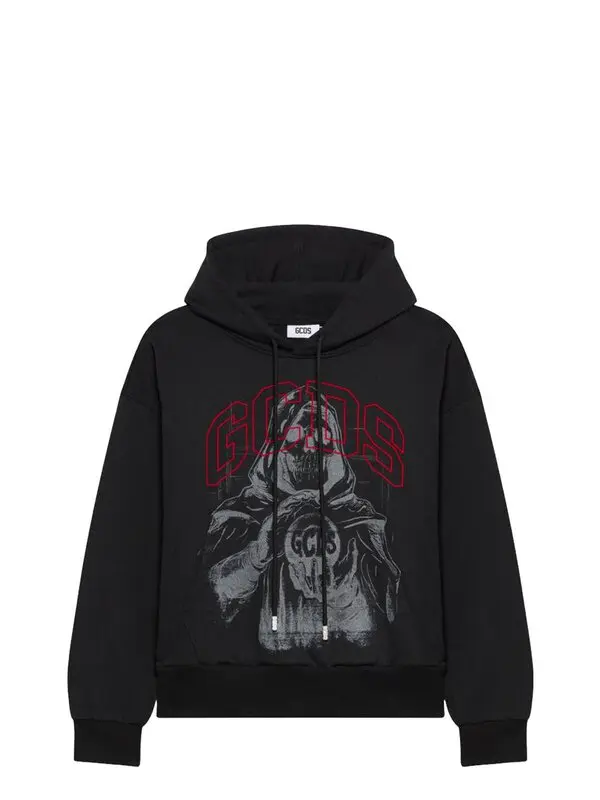 Gcds Gothic Print Hoodie - Black