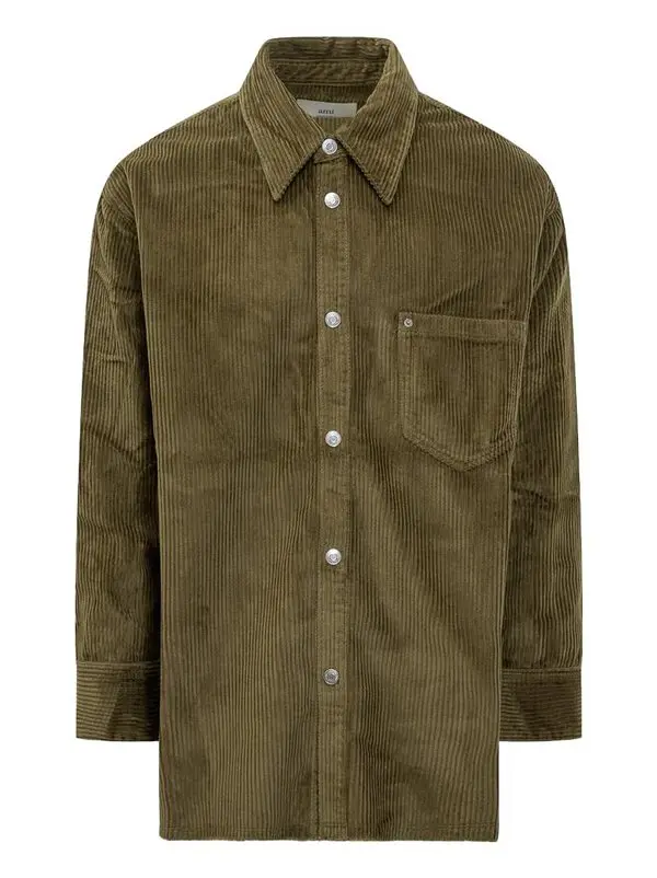Ami Corduroy Shirt With Pockets - Green