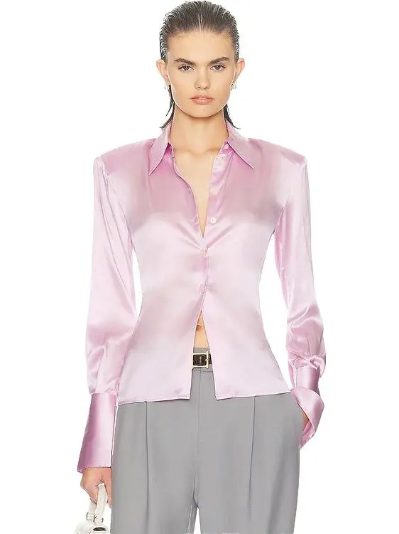 HELSA Silk Charmeuse Shirt - Cherry Blossom