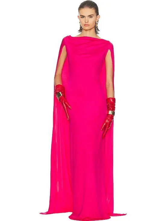 HELSA The Alva Caped Jersey Dress - Shocking Pink