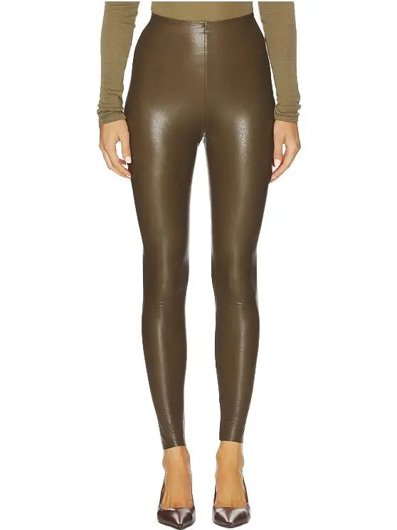 Commando Faux Leather Legging In Dark Green - Cadet