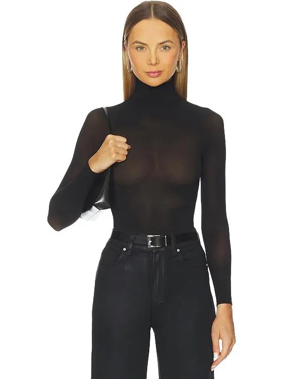 Commando Ballet Sheer Turtleneck Bodysuit - Black