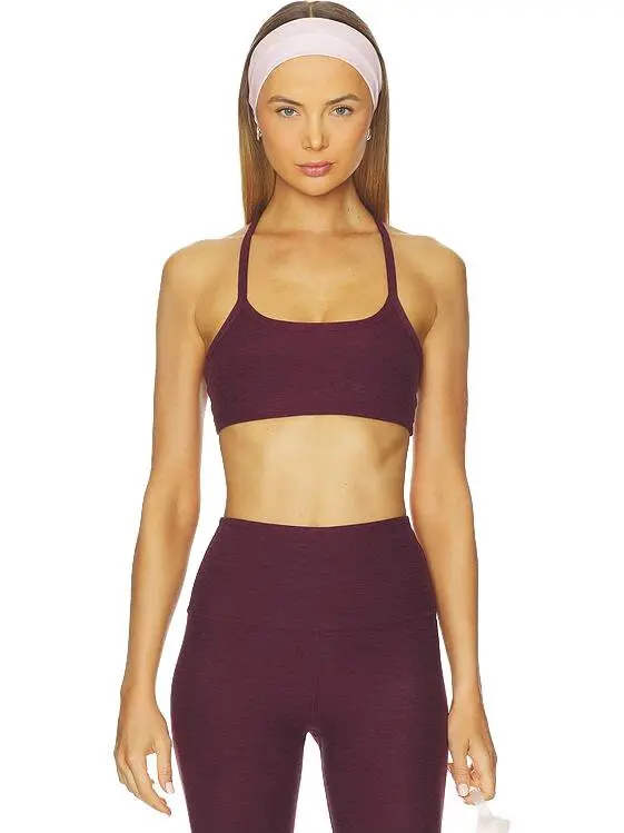 Beyond Yoga Spacedye Slim Racerback Sports Bra In Burgundy - Midnight Burgundry Heather