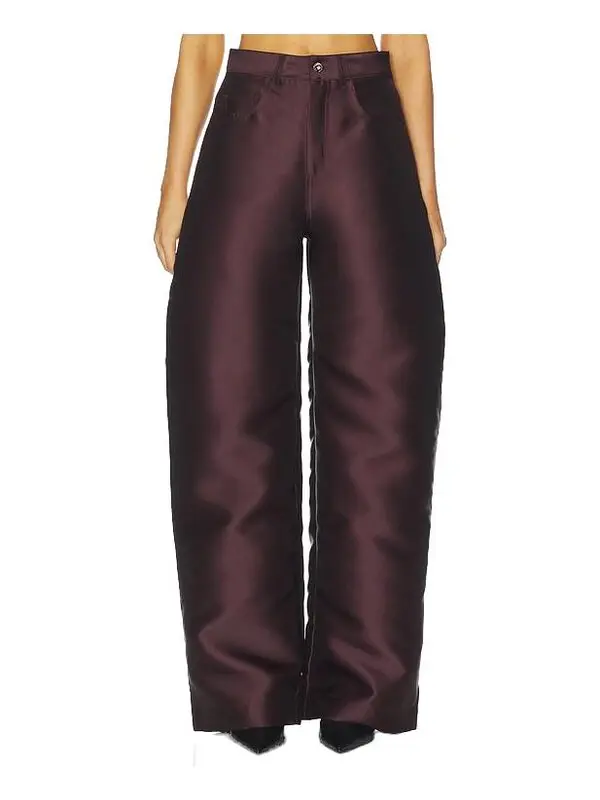 MARQUES' ALMEIDA Heavy Satin Boyfriend Trouser - Burgundy