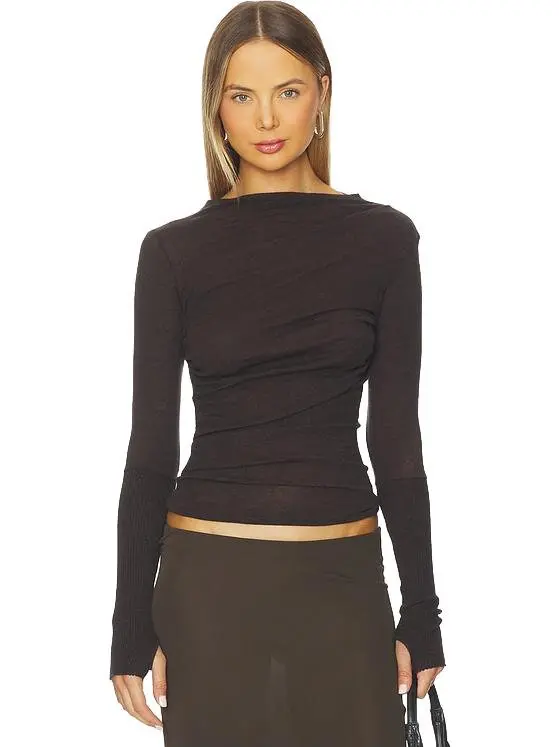 Enza Costa Cashmere Twist Top - Dark Brown