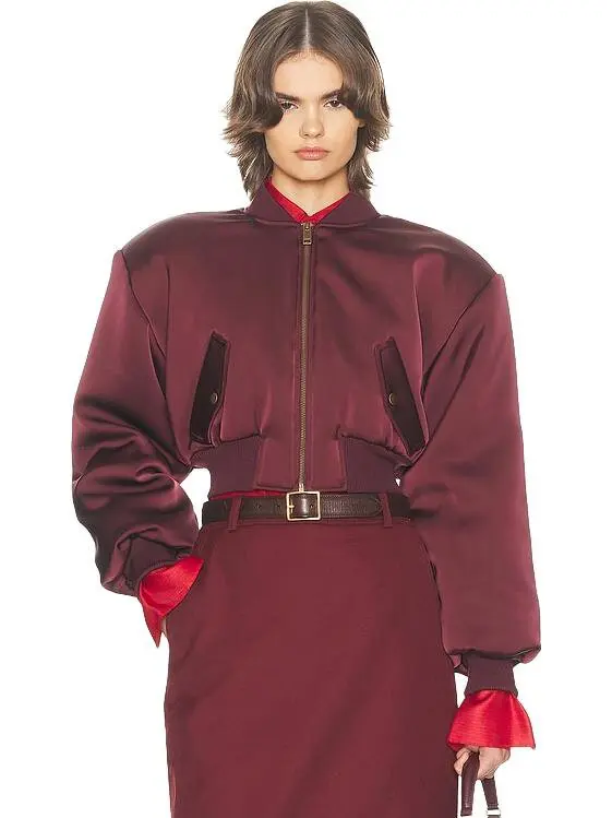HELSA Satin Puff Bomber - Mulberry