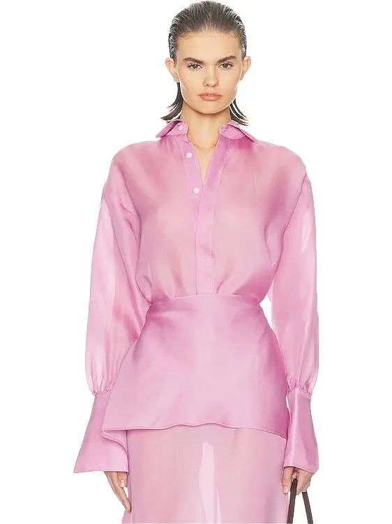 HELSA The Silk Gazar Shirt - Ash Rose