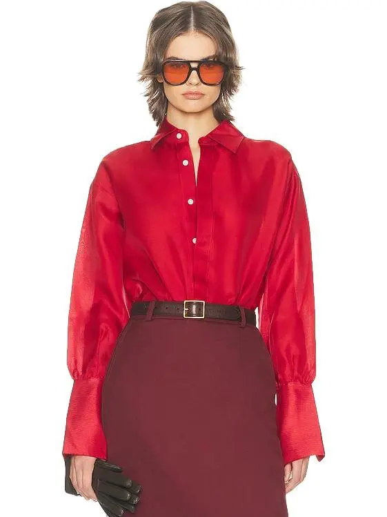 HELSA Silk Gazar Shirt - Rouge