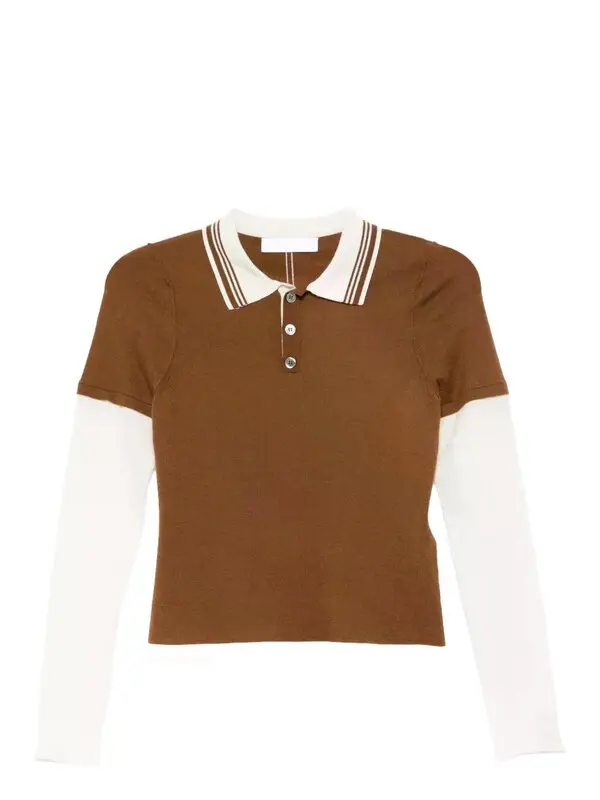 CUDDLEUP Long-sleeve Polo Top - Brown