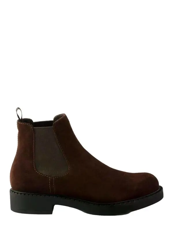 Prada Elastic-panel Suede Chelsea Boots - Brown