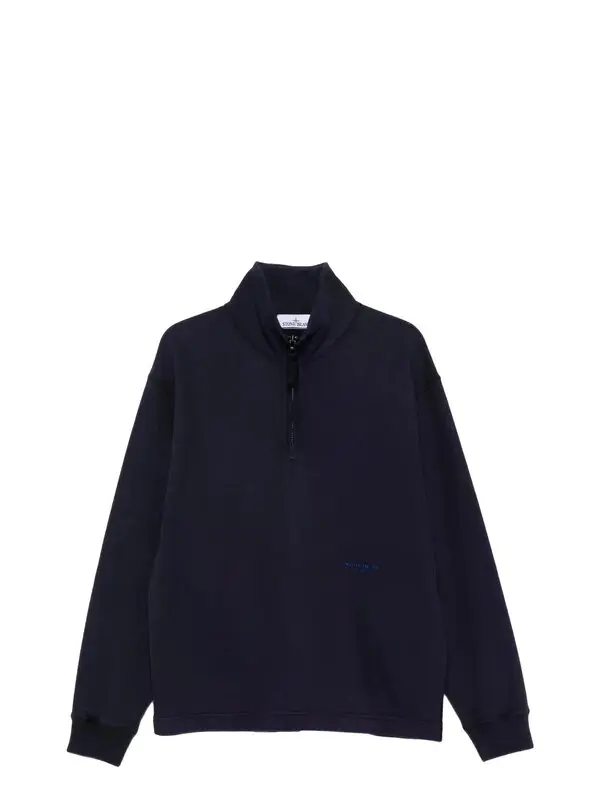 Stone Island Half-zip Fleece-texture Polo Shirt - Blue