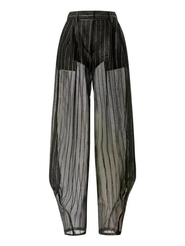 GENNY Pinstriped Sheer Trousers - Black