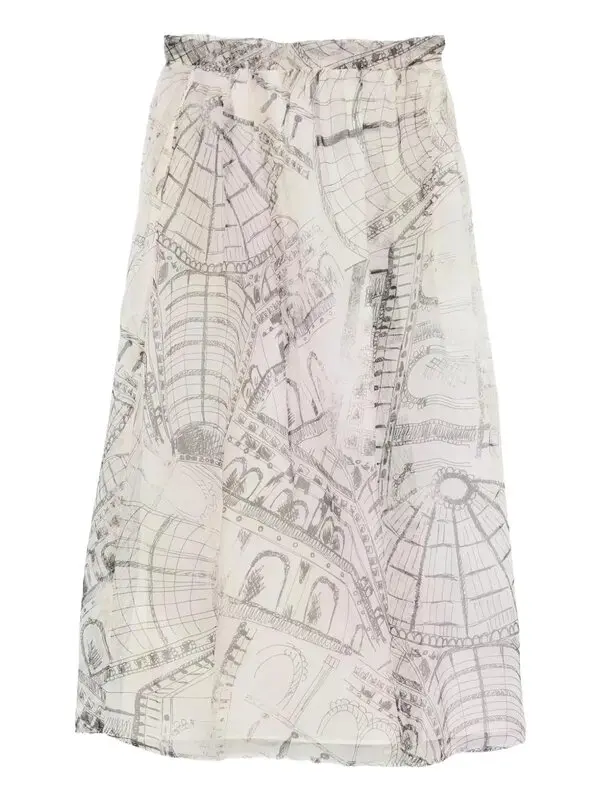 Paul & Joe Graphic-print Silk Skirt - White