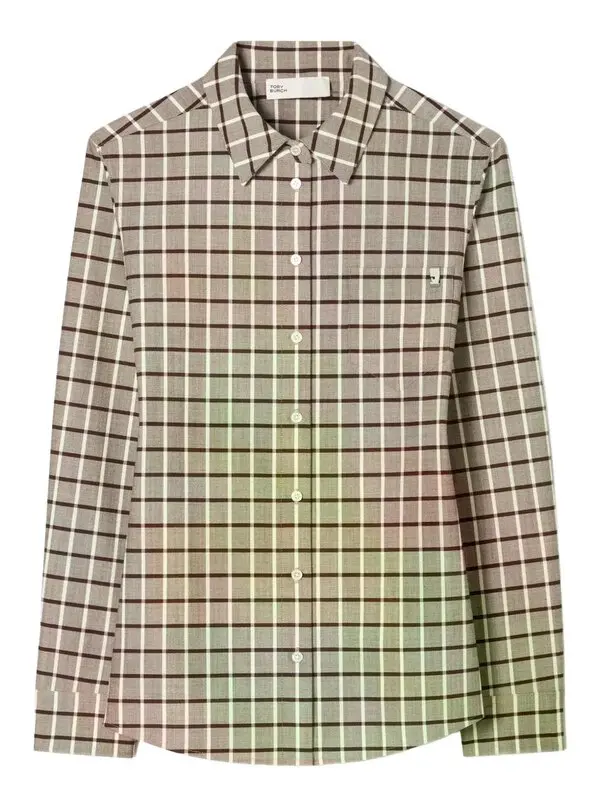 Tory Burch Checked Wool Shirt - Neutrals