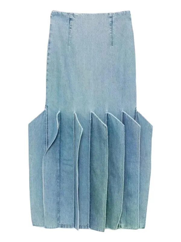 A.W.A.K.E. Mode Structured-hem Midi Denim Skirt - Blue