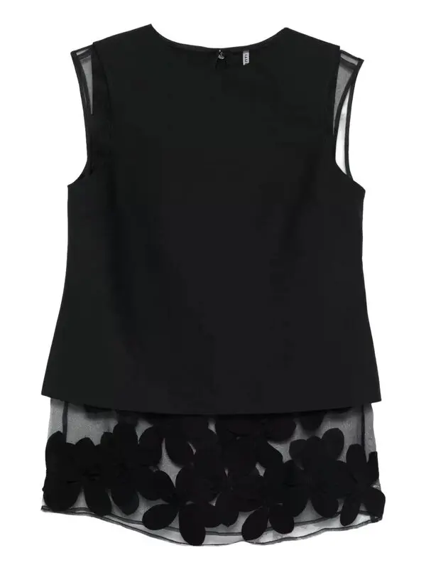 Liviana Conti Sleeveless Flower-applique Blouse - Black