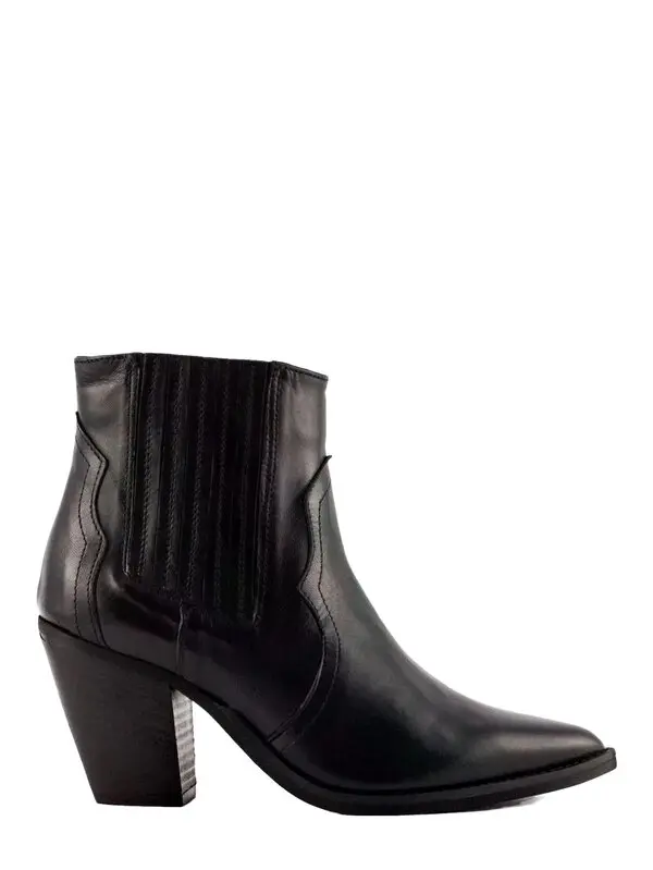 JULIE DEE 70mm Leather Pointed-toe Block-heel Boots - Black