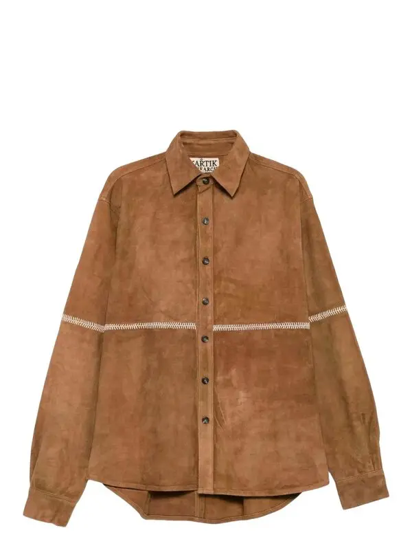 KARTIK RESEARCH Rabari Suede Shirt - Brown
