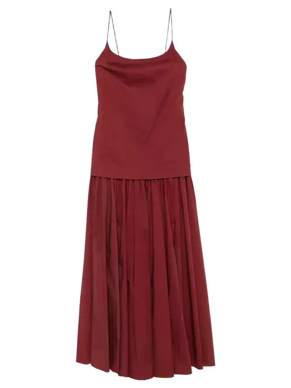 Staud Pleated Spaghetti-strap Maxi Dress - Red