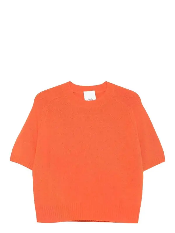 ALLUDE Short-sleeve Sweater - Orange