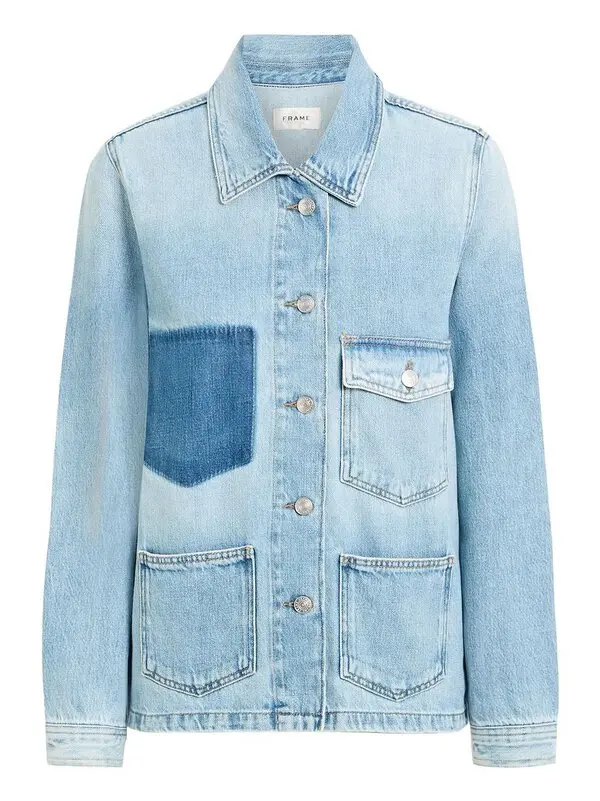 FRAME Faded Denim Trucker Jacket - Light Denim