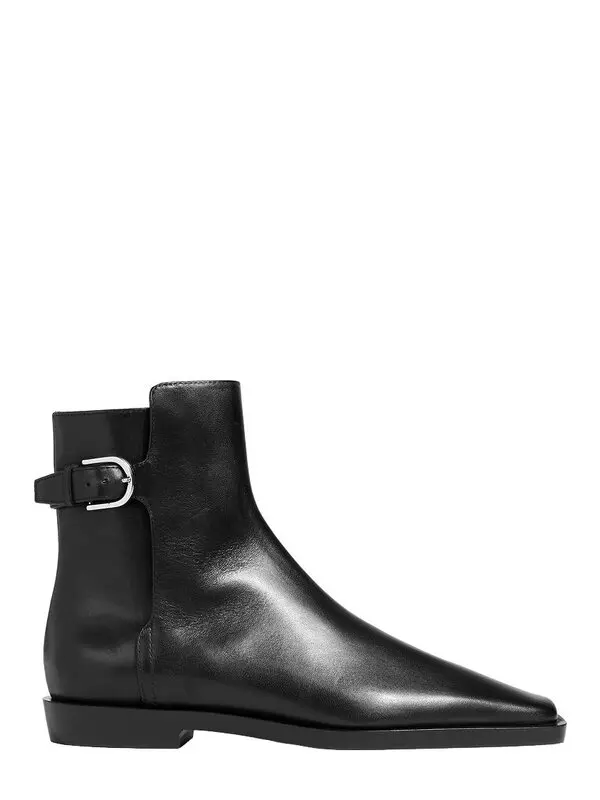 TOTEME Buckled Leather Ankle Boots - Black