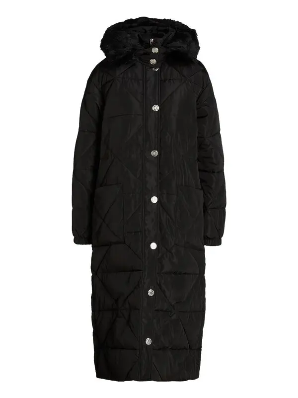 Maje Quilted Shell Hooded Coat - Black