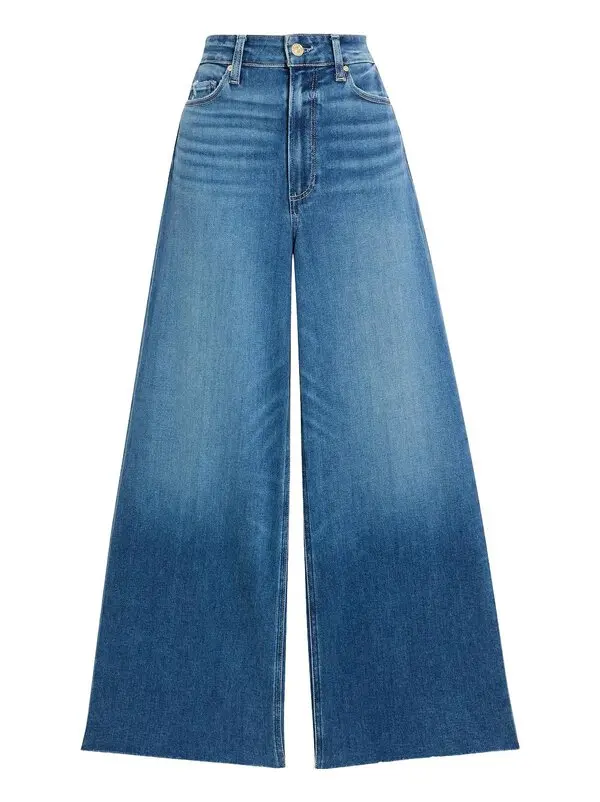 Paige Anessa Cropped Wide-leg Jeans - Mid Denim
