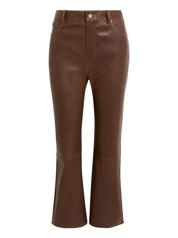 FRAME The Reboot Cropped Leather Bootcut Pants - Brown