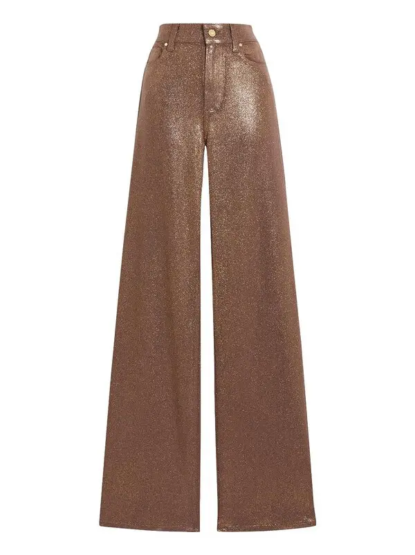 Paige Sasha Metallic Wide-leg Jeans - Bronze