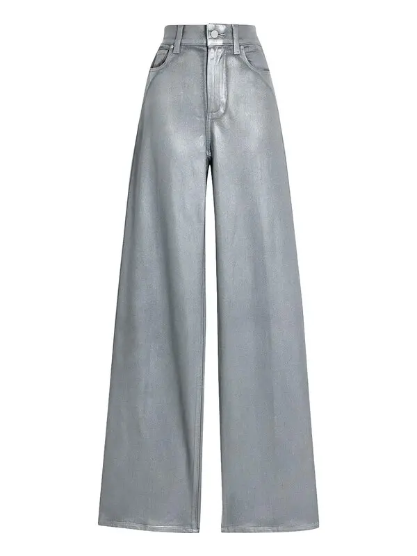 Paige Sasha Metallic Wide-leg Jeans - Silver