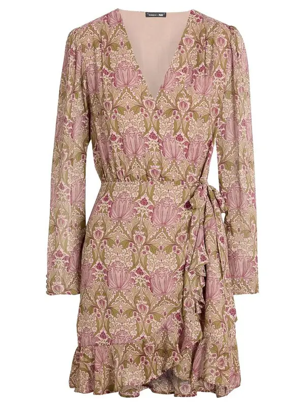 MORRIS & CO. X PAIGE Floral-print Silk-georgette Mini Wrap Dress - Leaf Green