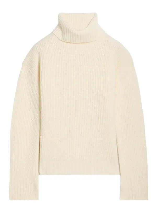 Veronica Beard Matilda Ribbed Turtleneck Sweater - Ecru