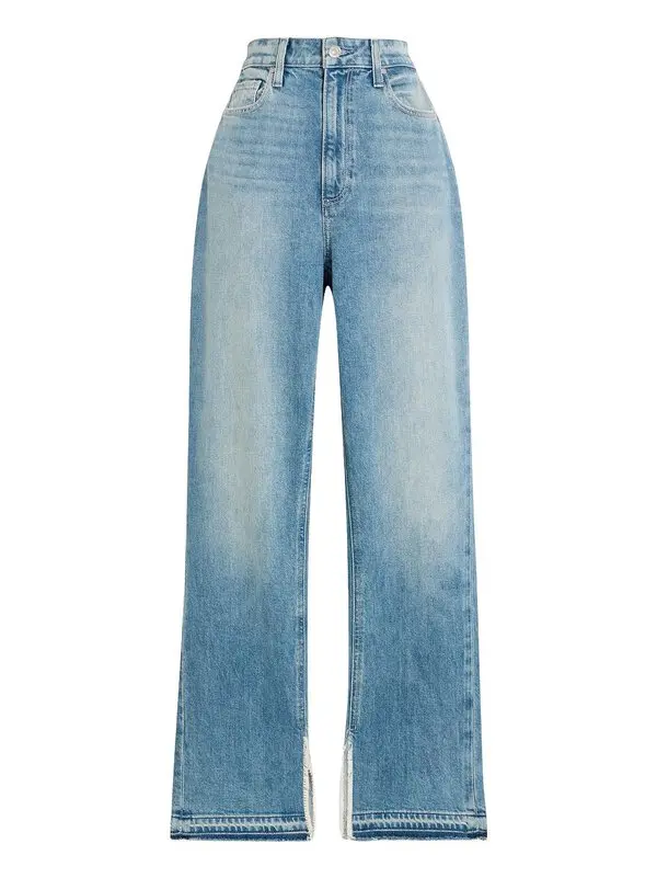 Paige Knockout Undone High-rise Flared Jeans - Light Denim
