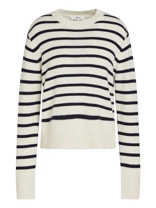 FRAME Striped Cashmere Sweater - Off-white
