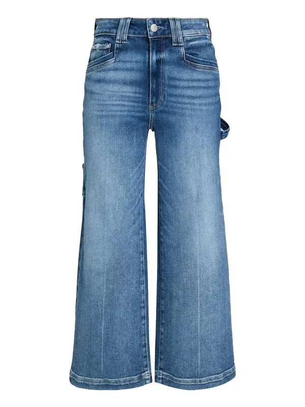 Paige Anessa Cropped High-rise Wide-leg Jeans - Mid Denim