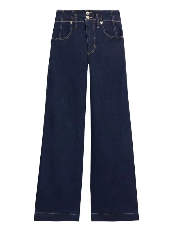 FRAME The Seamed High-rise Wide-leg Jeans - Dark Denim