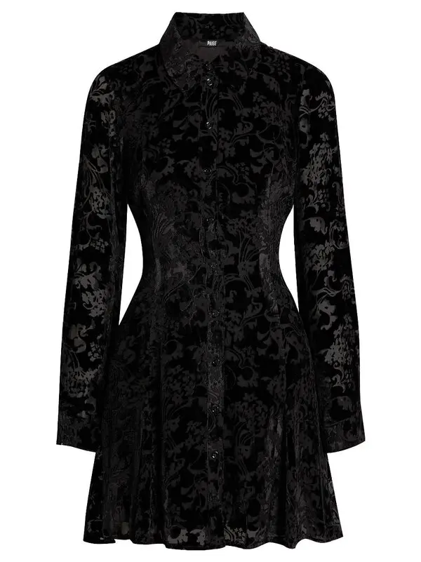 Paige Desano Devoré-velvet Mini Shirt Dress - Black