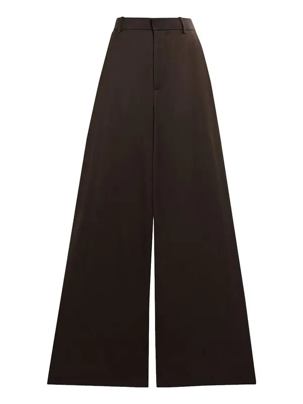 FRAME Twill Wide-leg Pants - Dark Brown