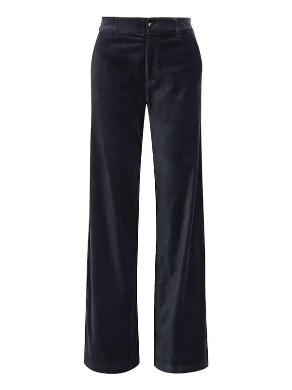Paige Sasha Cotton-blend Velvet Wide-leg Pants - Storm Blue