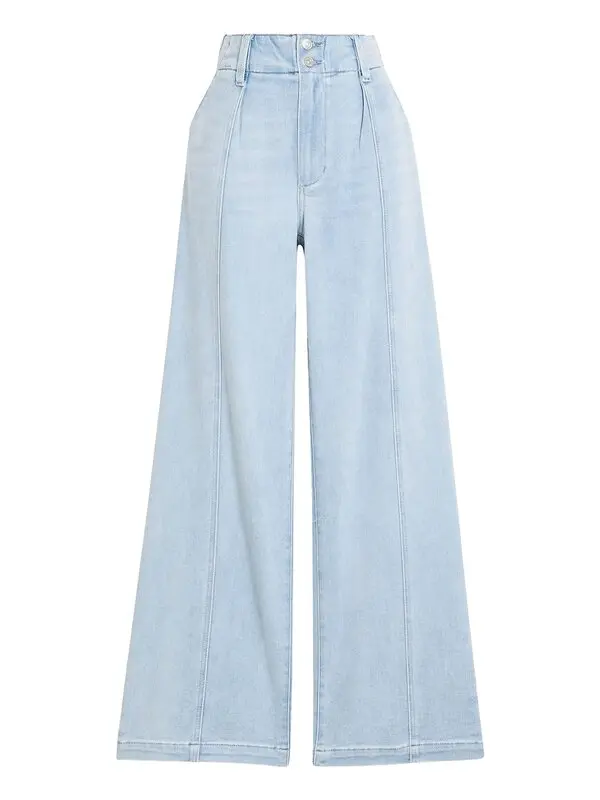 Paige Brooklyn Pleated High-rise Wide-leg Jeans - Light Denim
