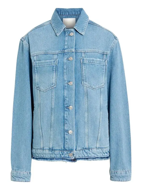 Paige Tegan Frayed Denim Jacket - Mid Denim