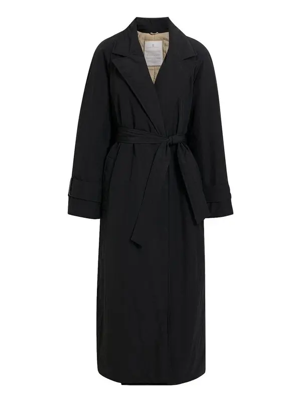 Brunello Cucinelli Belted Padded Crinkled Shell Trench Coat - Black