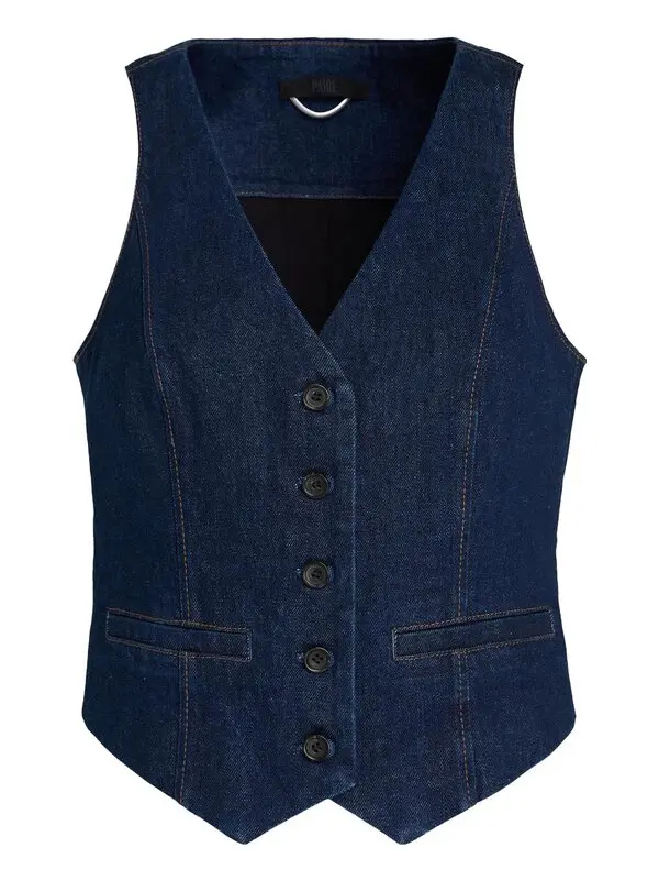 Paige Antonella Denim Vest - Dark Denim