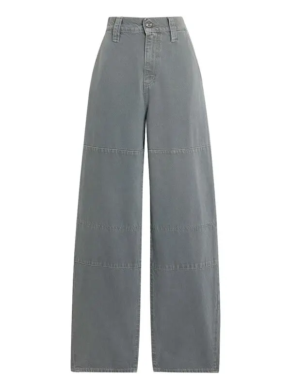 FRAME The Cuffed Utility High-rise Barrel-leg Jeans - Gray