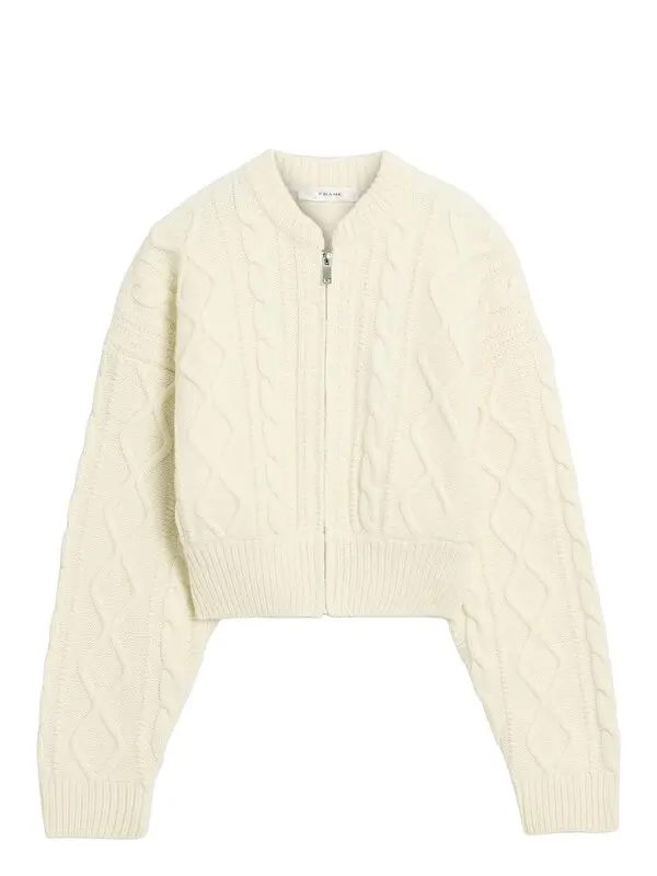 FRAME Cable-knit Merino Wool Cardigan - Ivory
