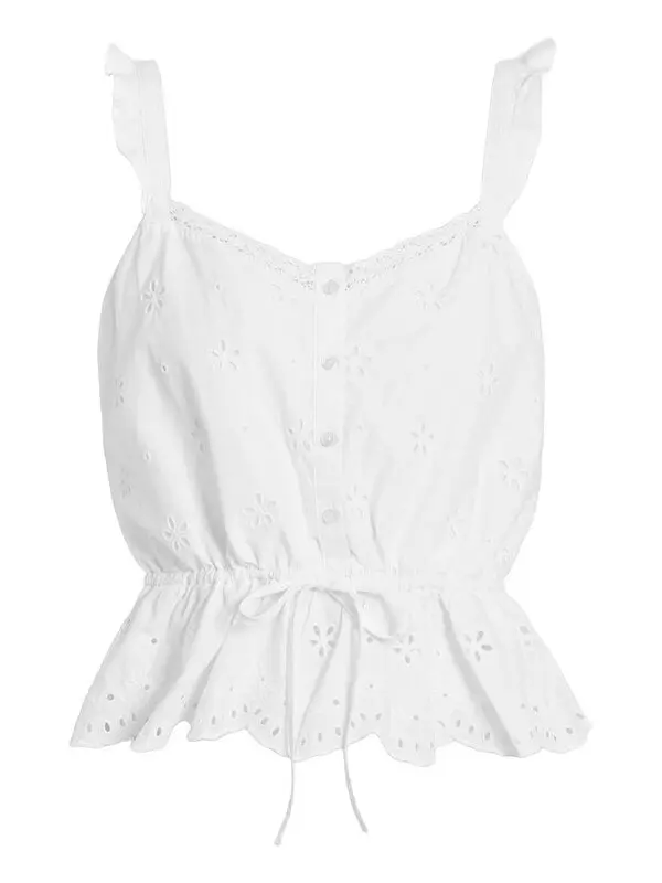 Paige Marsa Ruffled Broderie Anglaise Cotton Top - White