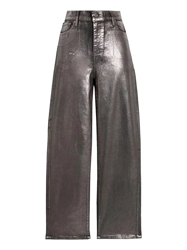 FRAME Le Sleek Straight Metallic High-rise Jeans - Gunmetal
