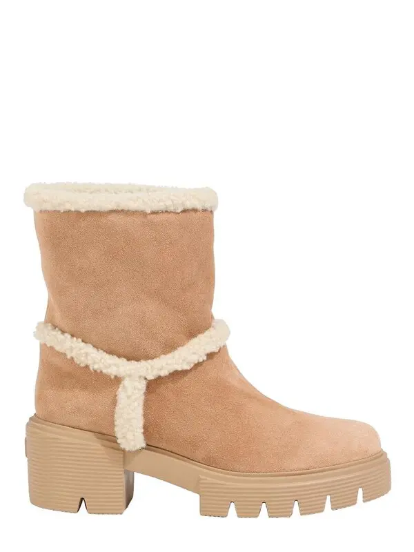 STUART WEITZMAN Lennox Shearling Ankle Boots - Camel