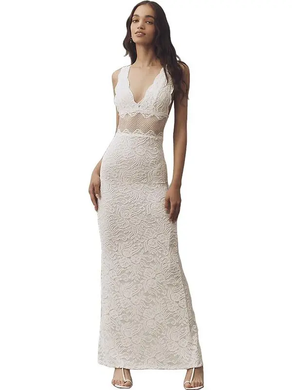 NIGHTCAP Stretch Lace Maxi Dress - White